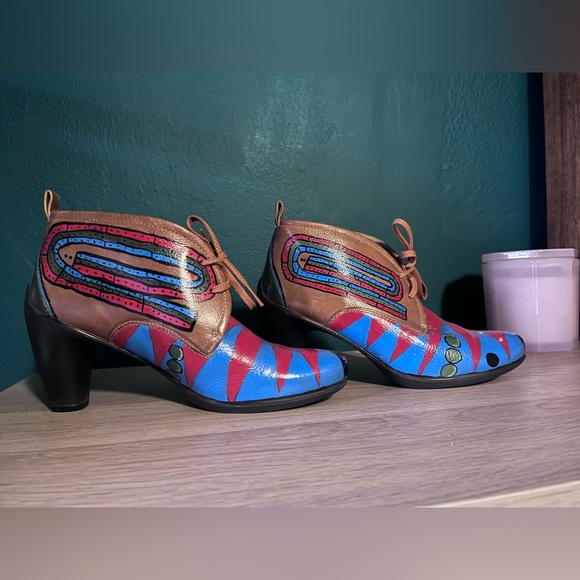 Ecco | Shoes | Hand Painted Booties Sz 39 Backgammon And Cribbage ...